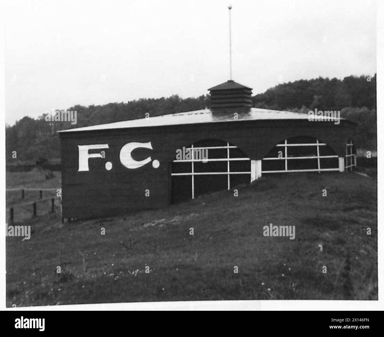 CAMOUFLAGED STRONG POINTS - Octagonal pillbox; kiosk in football ground ...