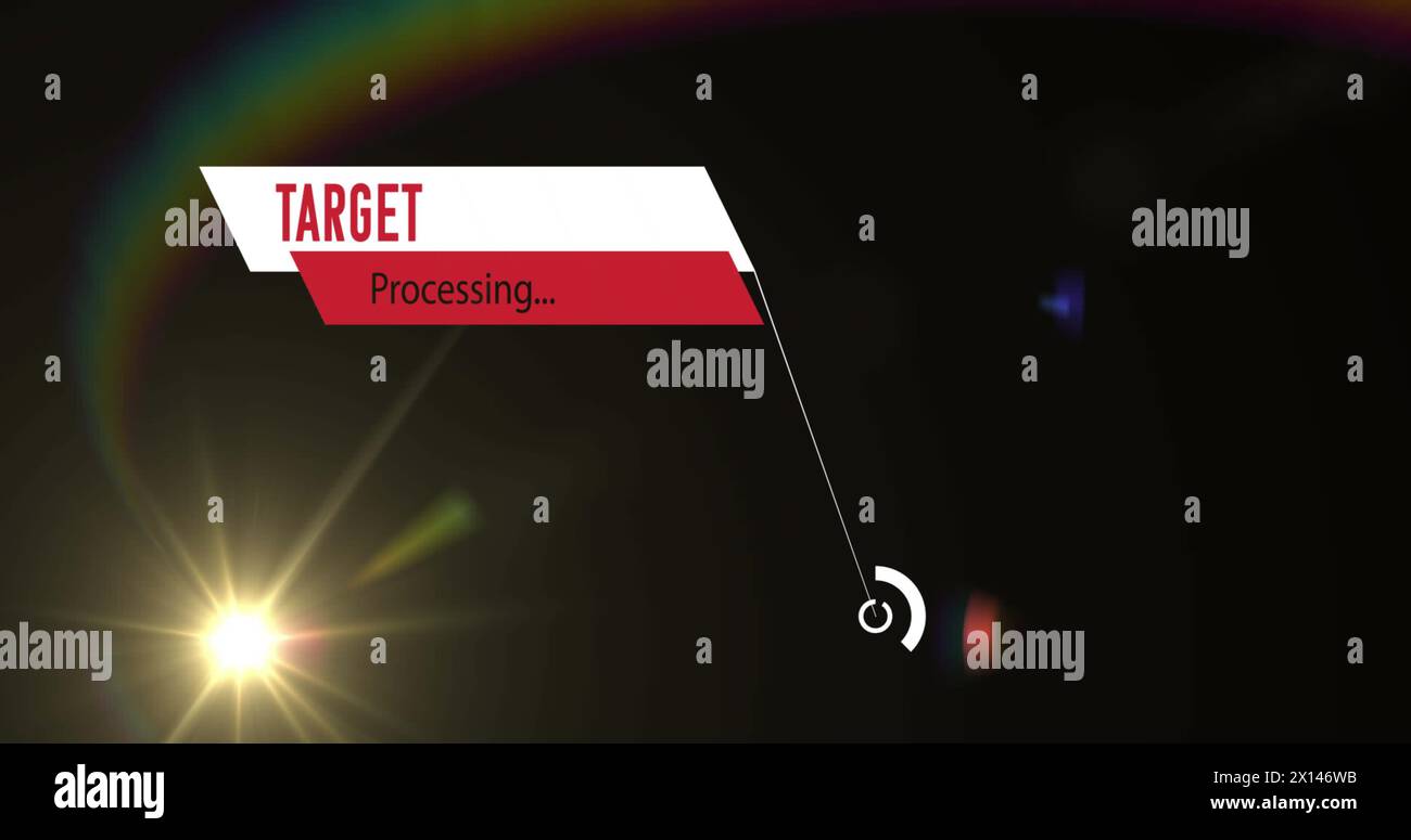 Image of target processing text over light spots Stock Photo - Alamy