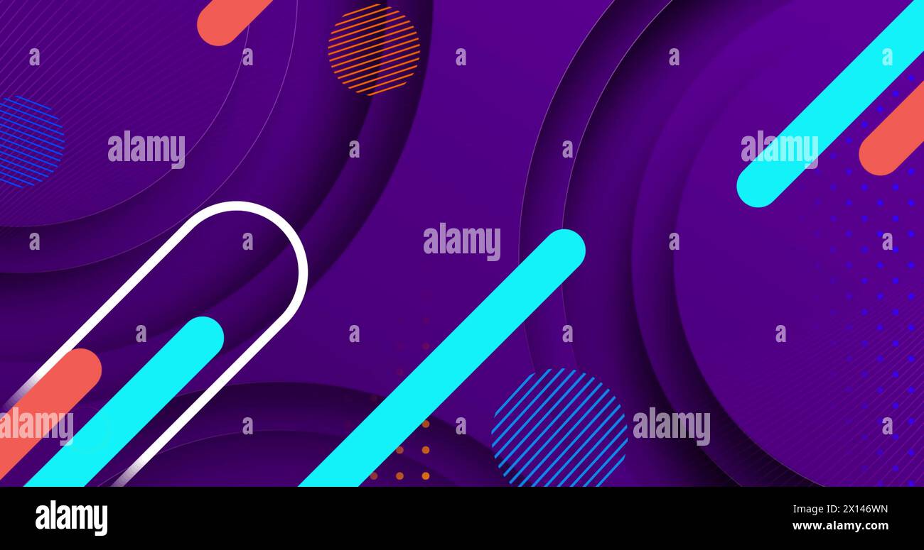 Image of moving shapes over purple background Stock Photo - Alamy