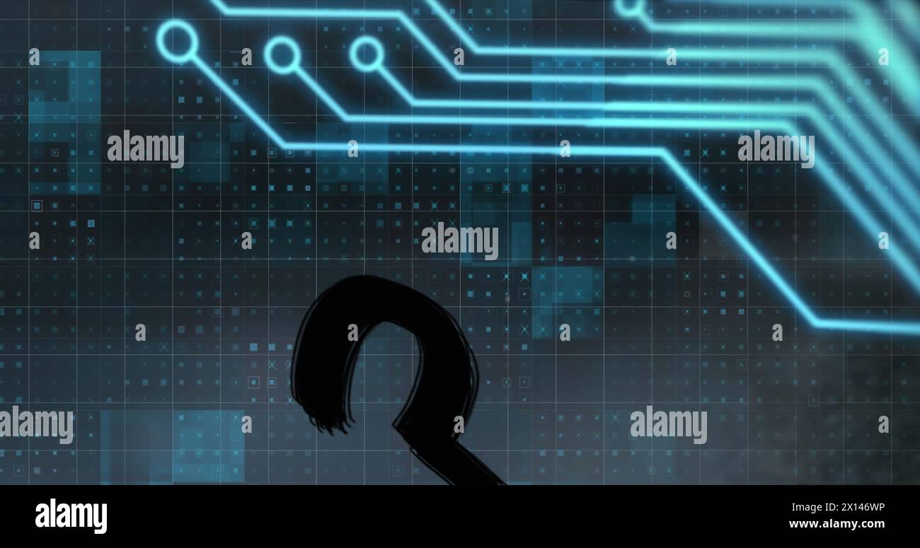 Image of data processing over question mark Stock Photo - Alamy