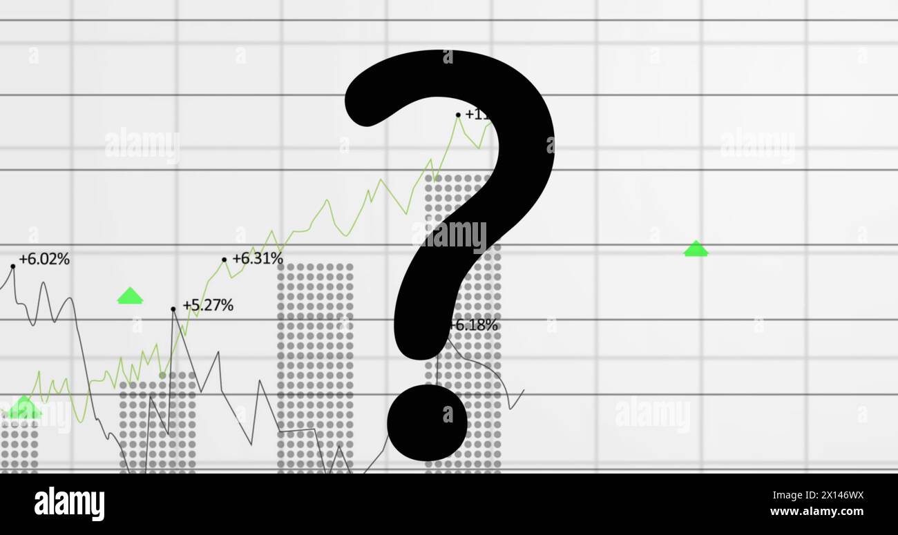 Image of data processing over shapes and question mark Stock Photo - Alamy