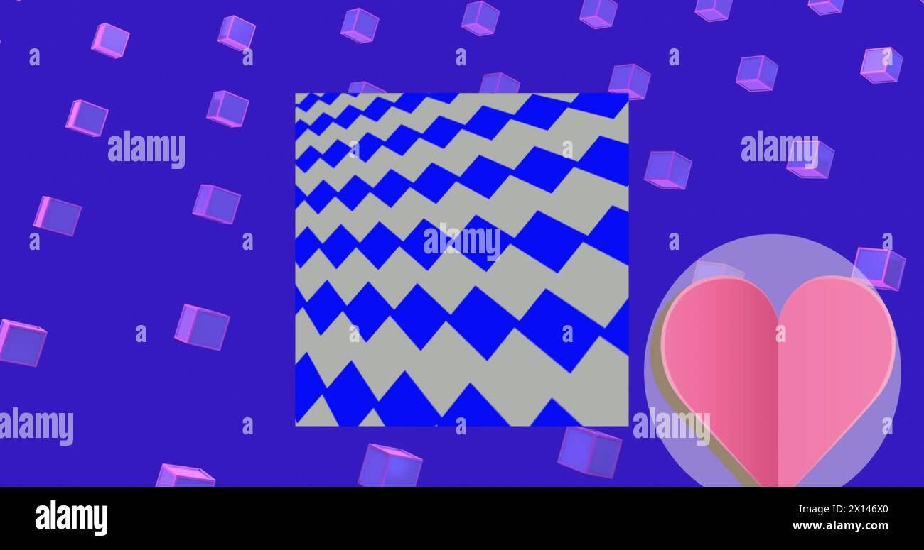 Image of heart icon over moving shapes Stock Photo - Alamy