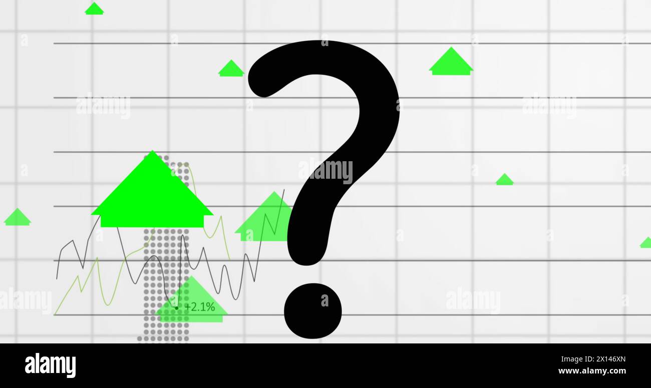 Image of data processing over shapes and question mark Stock Photo - Alamy