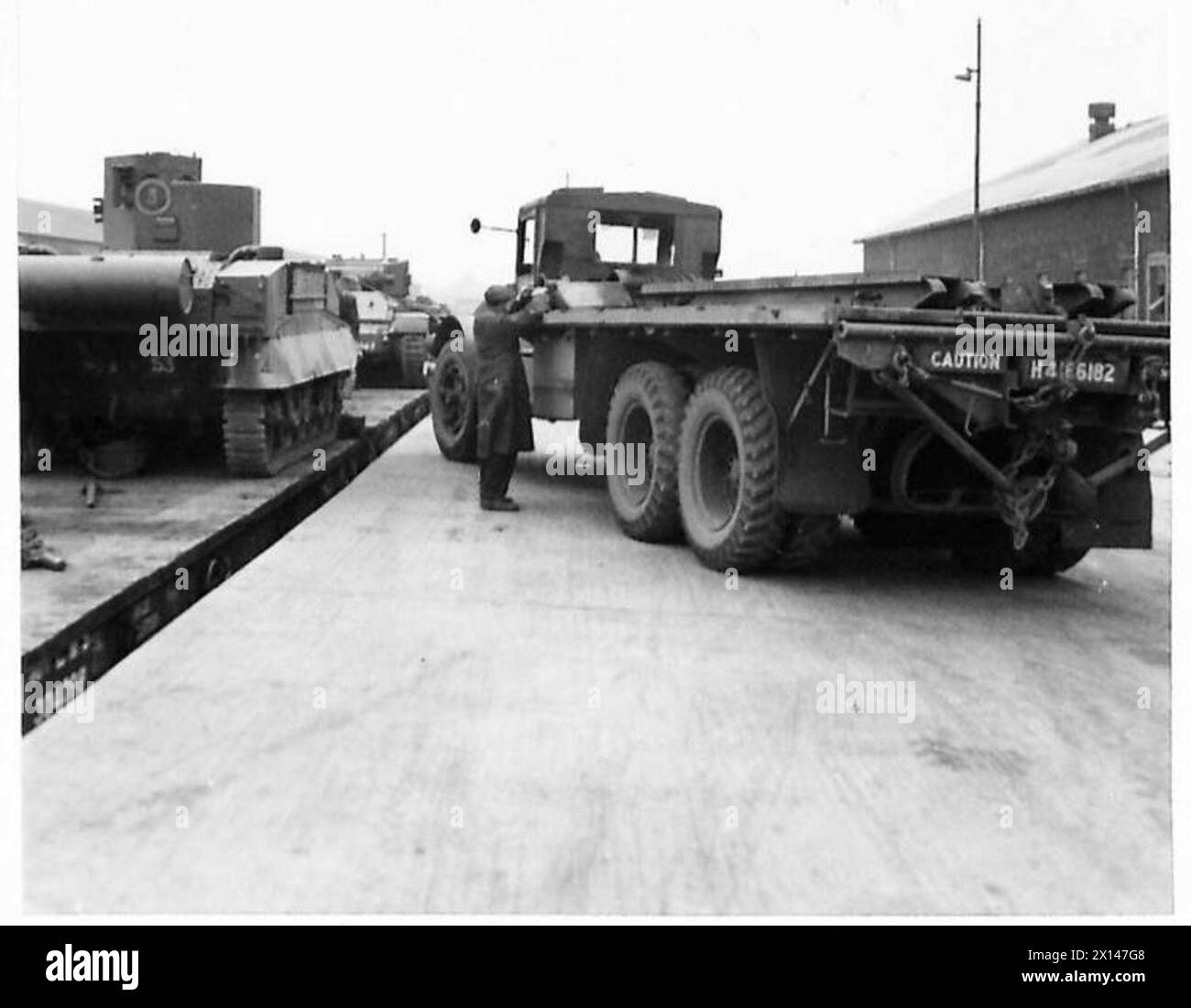 American "Mack" tank transporter employed to move tanks under the Lend ...