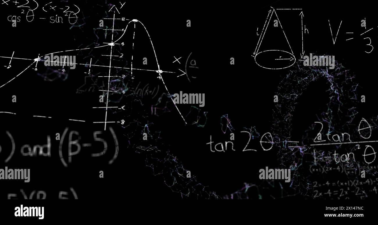 The digital image depicts various mathematics problems being worked out ...