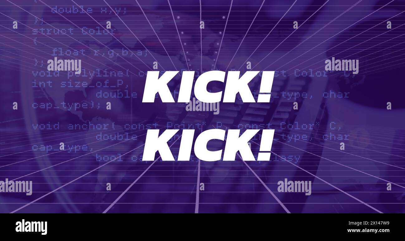 Image of kick text and data processing over hands typing on keyboard ... Image of kick text and data processing over hands typing on keyboard ...