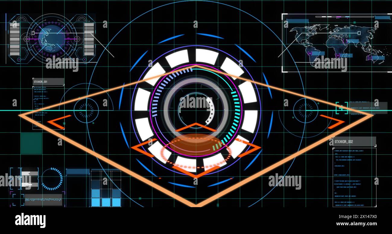 Image of scope scanning over data processing Stock Photo - Alamy
