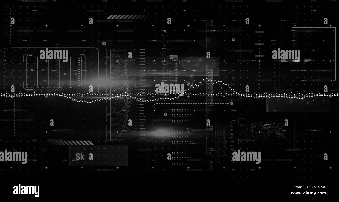 Image of spots over data processing Stock Photo - Alamy