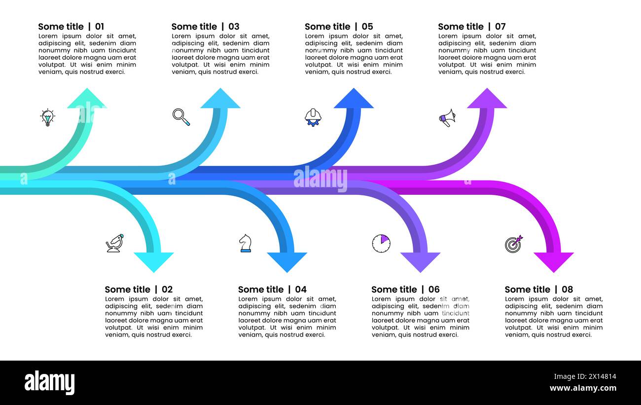 Infographic template with icons and 8 options or steps. Arrow. Can be ...