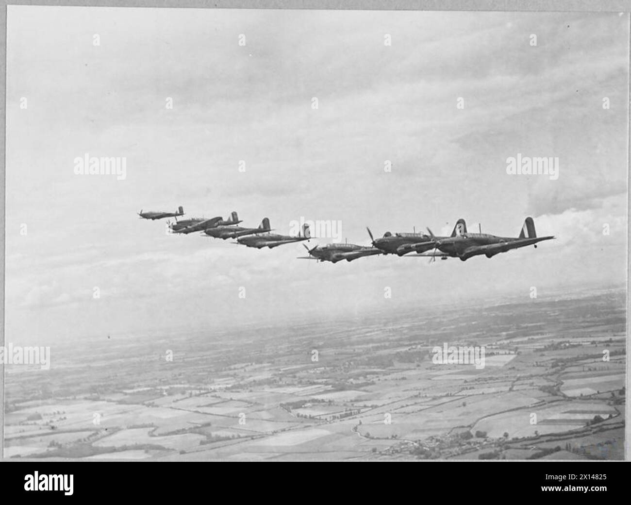 Royal Air Force 'Battle' aircraft return from a raid in squadron ...