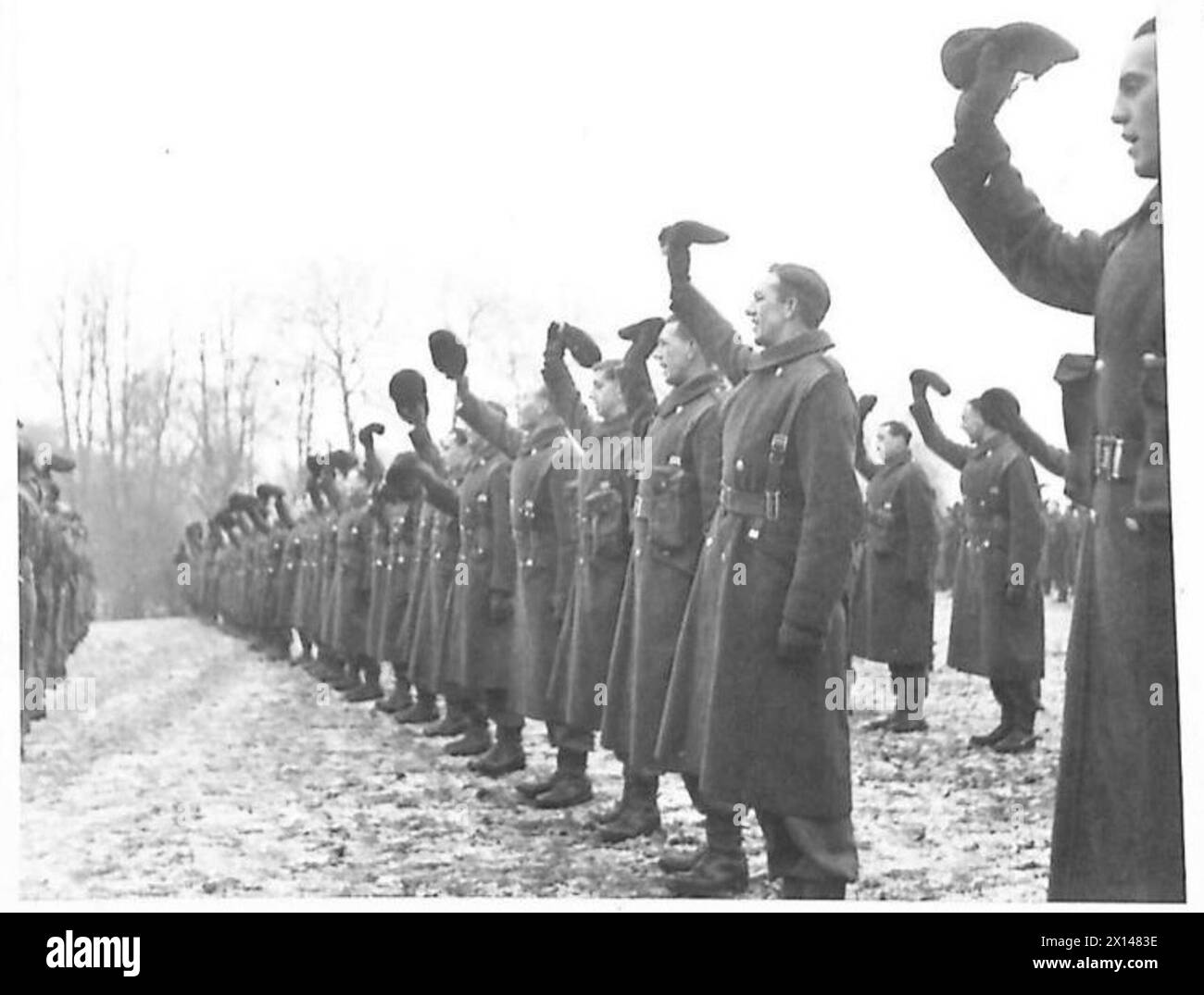 HRH the Duke of Gloucester inspects an armoured division while troops ...