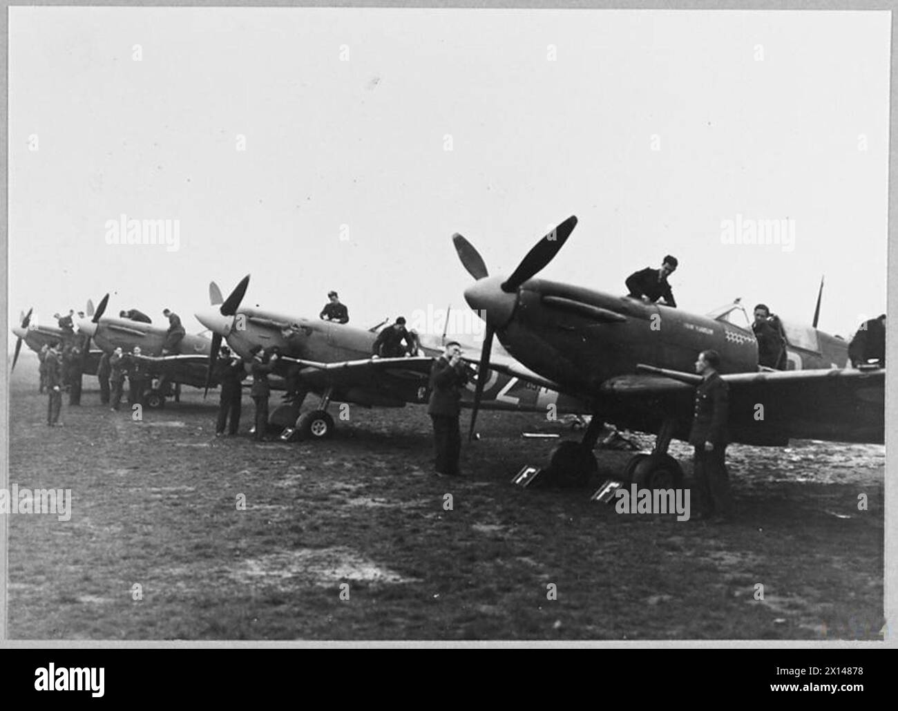 SOME OF THE 92 EAST INDIA SQUADRON SPITFIRE AIRCRAFT RECEIVING ...