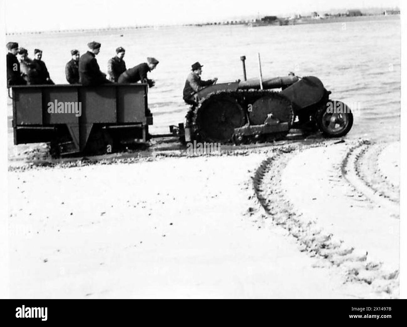 negative - Combined Operations tractor and trawler British Army Stock ...