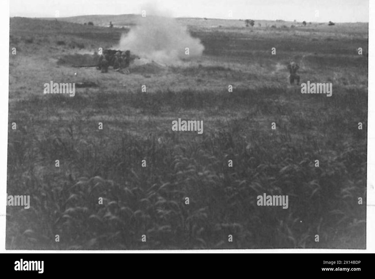 Guns of a British Army 6-pounder battery engage German Mk 3 tanks ...