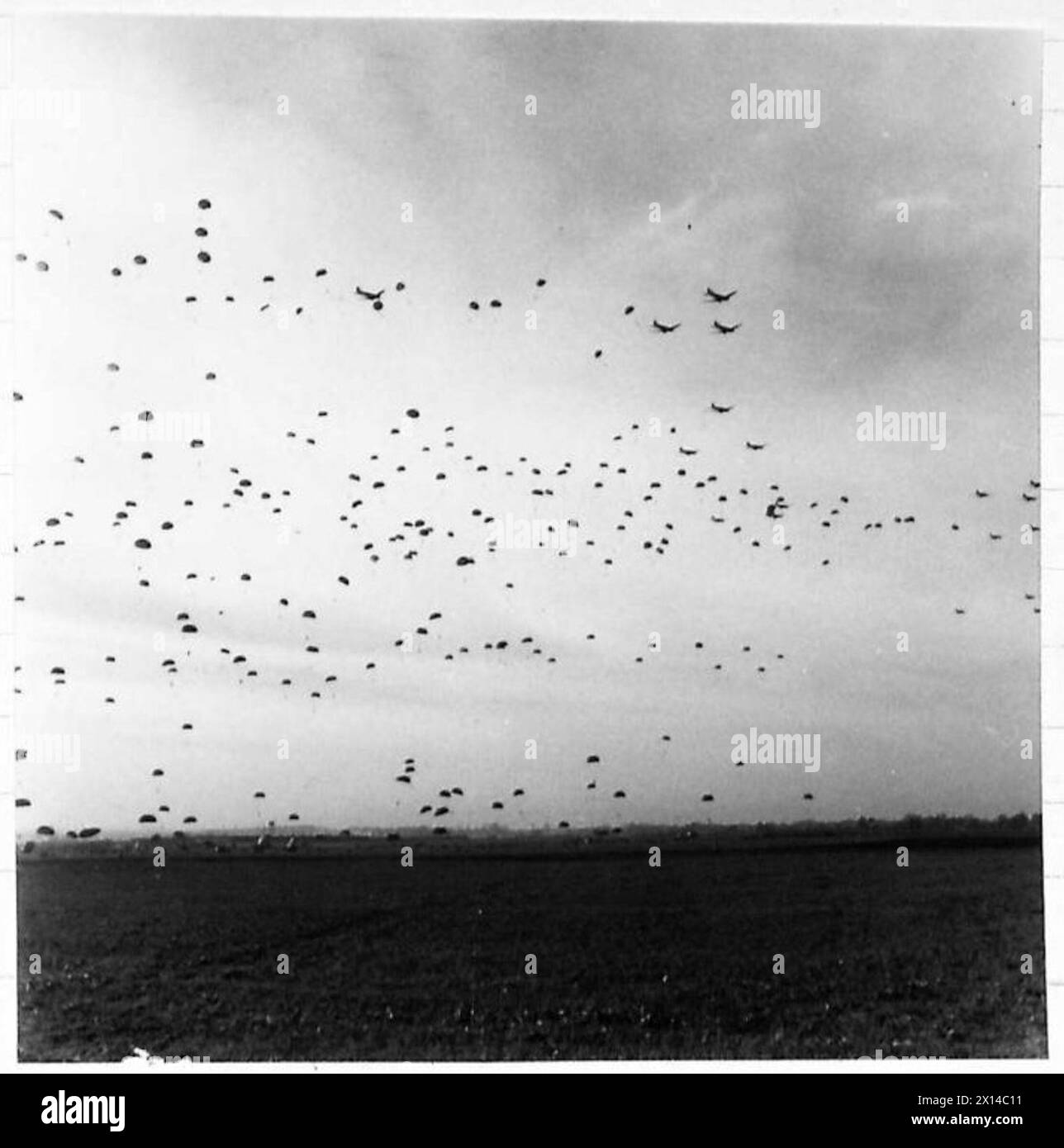 Large Scale Airborne Exercise Dakota Aircraft In Formation Over The