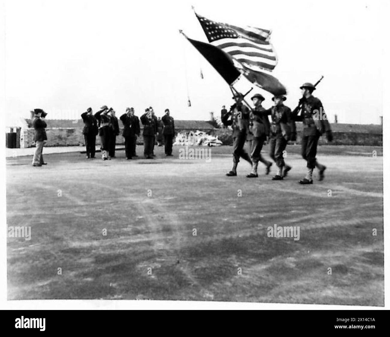 USA TROOPS HOLD CEREMONIAL PARADE - The colours pass the saluting base ... USA TROOPS HOLD CEREMONIAL PARADE - The colours pass the saluting base ...