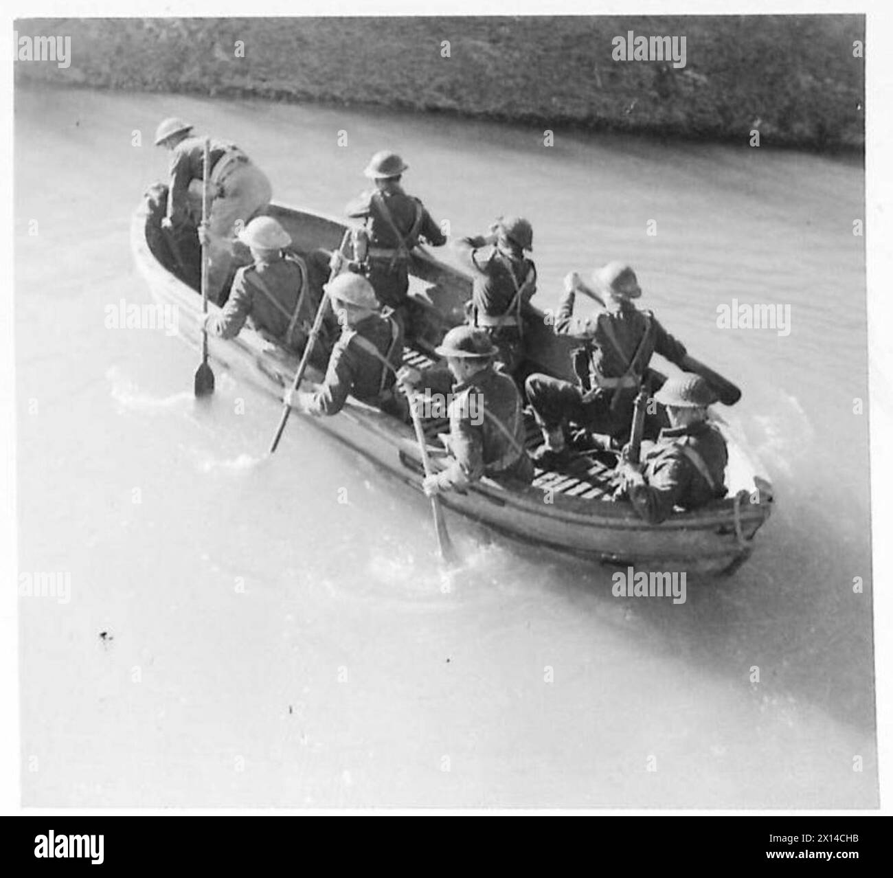 British Infantry of the Eighth Army practiced river crossing maneuvers ...