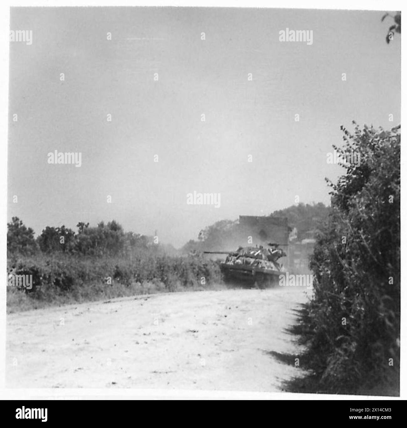 A Fifth Army tank destroyer fires at an enemy anti-tank gun positioned ...