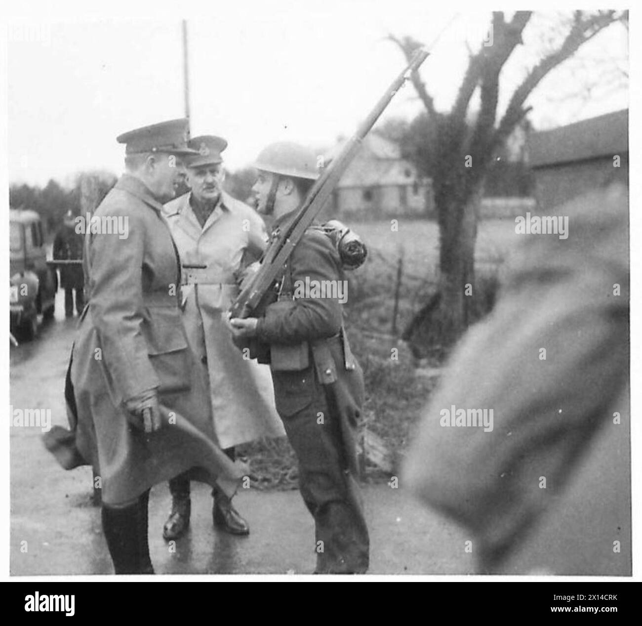 Lord Gort inspects Northern Ireland positions and speaks with a sentry ...