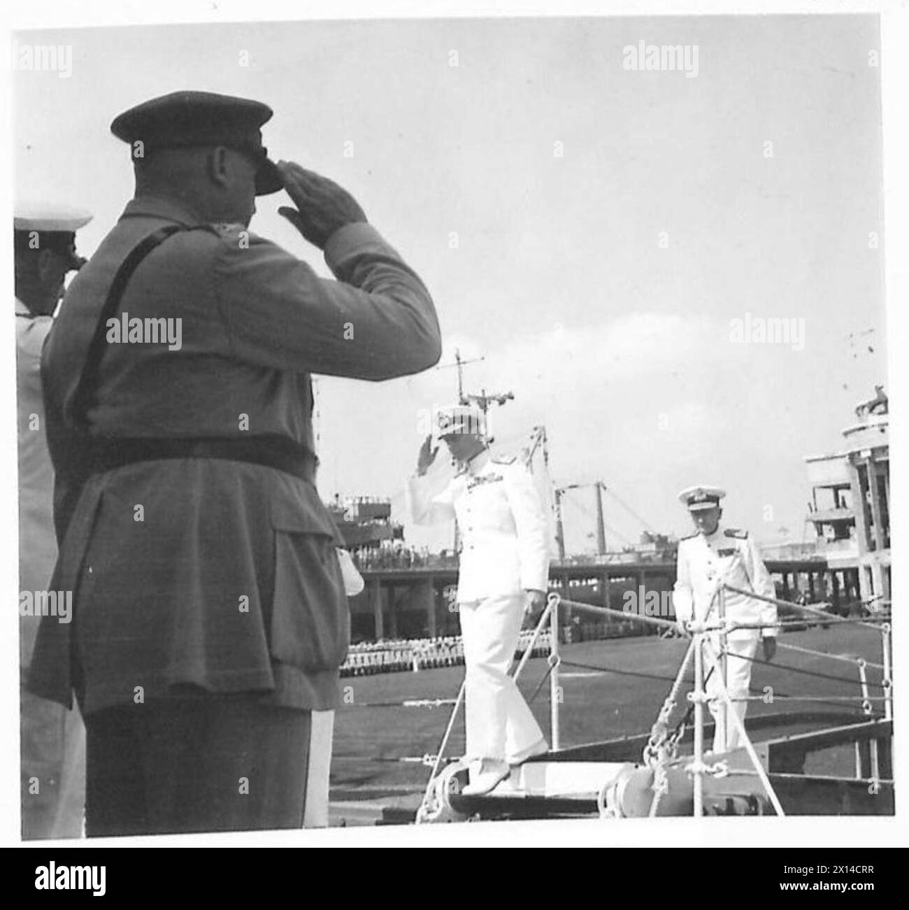 H.M. THE KING IN ITALY - The King salutes as he comes aboard the ...