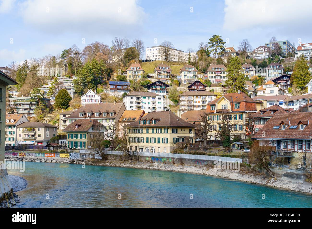 Bern, Switzerland - February 23, 2023: View of the Aare River, and ...
