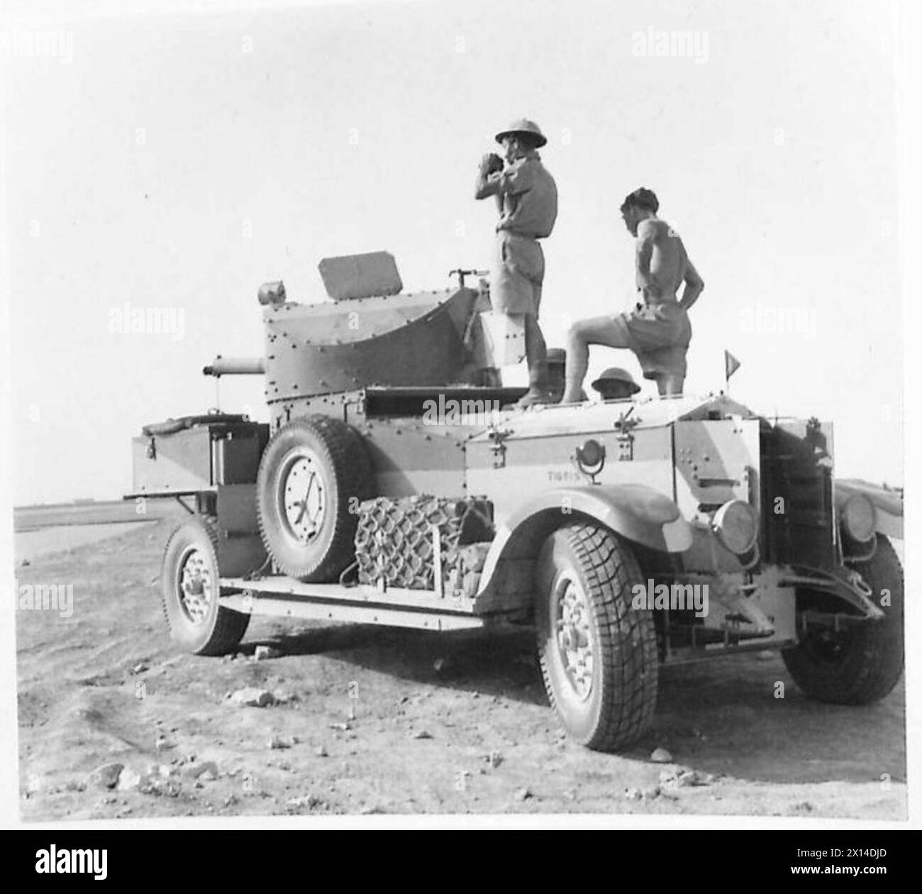 RAF armoured car used as an armed observation post during military ...
