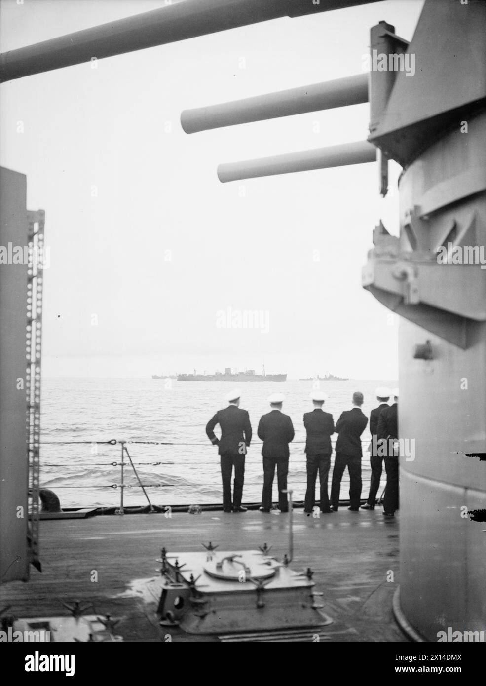 ON BOARD THE CRUISER HMS SHEFFIELD DURING AN ATTACK ON A BRITISH CONVOY WHICH WAS ESCORTED BY ...
