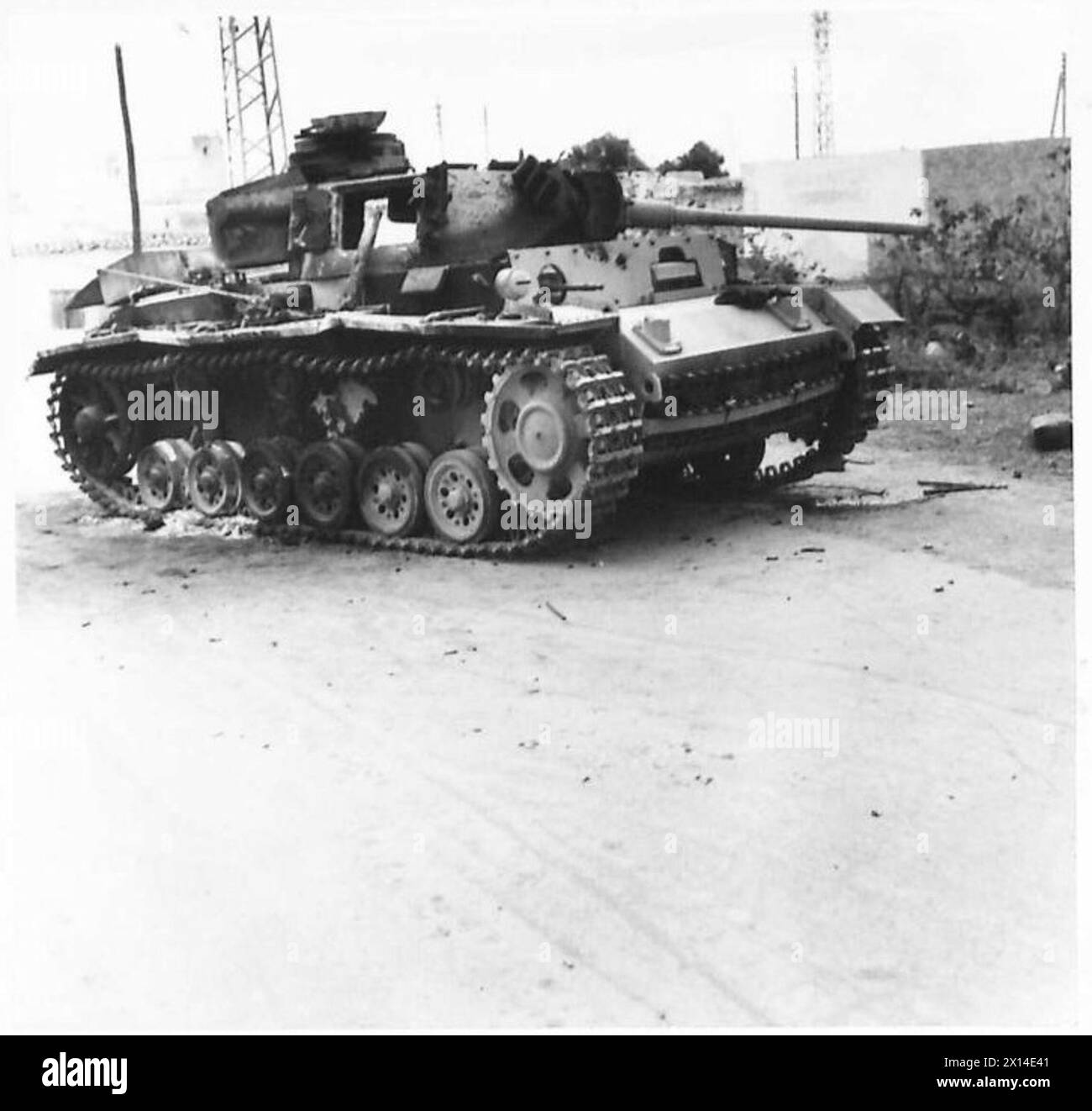 A German Panzer III Ausf. L tank destroyed in battle against British ...