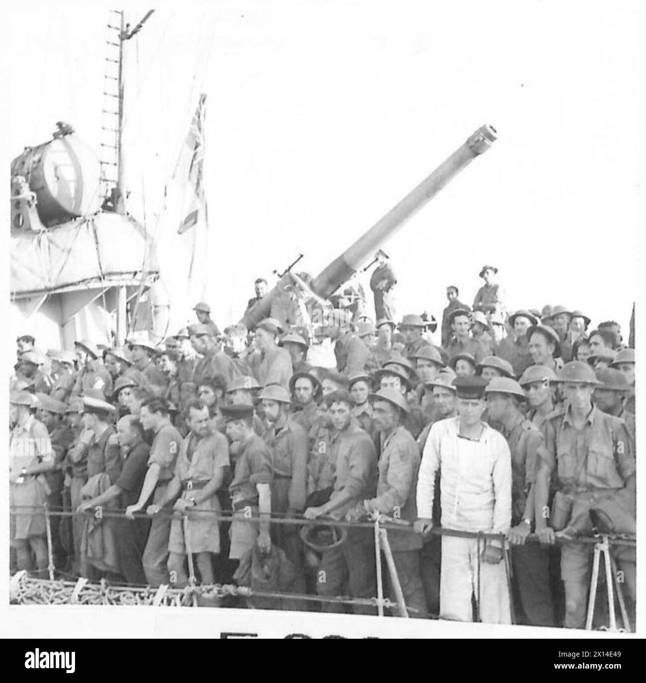 ARRIVAL OF EVACUATED TROOPS FROM CRETE - Troops packed on the deck of a ...