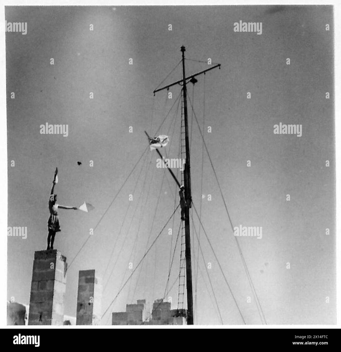 INVASION OF SICILY - Naval signallers at work on the fort which ...