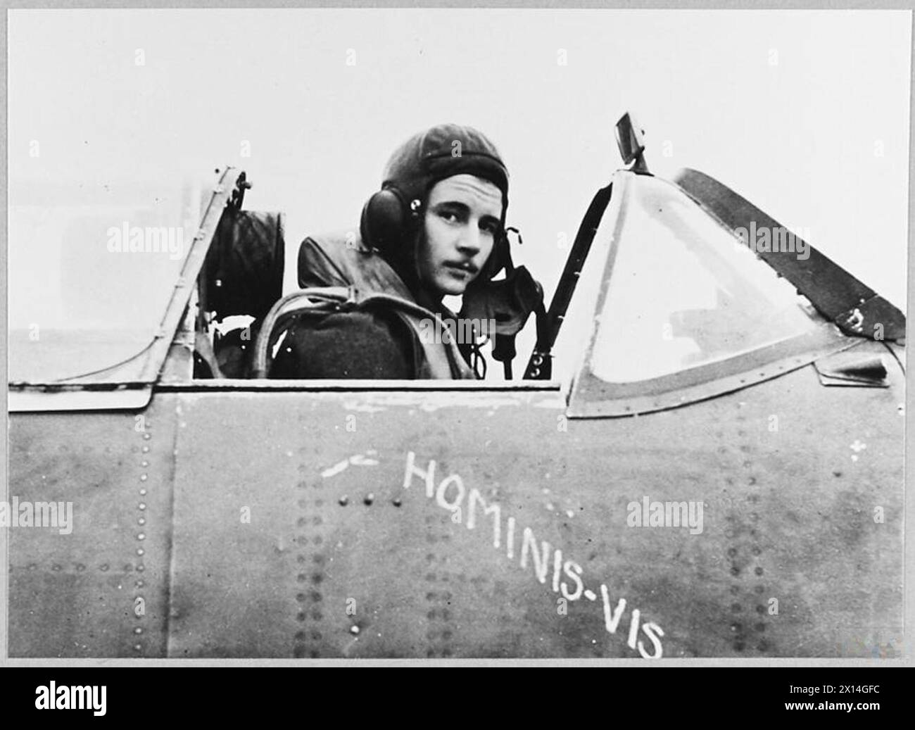 Pilot Officer J.R. Heap of Croydon flies 'Hominis-Vis', a named fighter ...