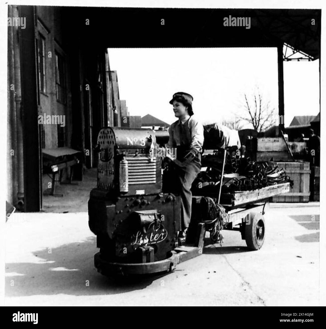 negative - ATS driving Lister machine , British Army Stock Photo - Alamy