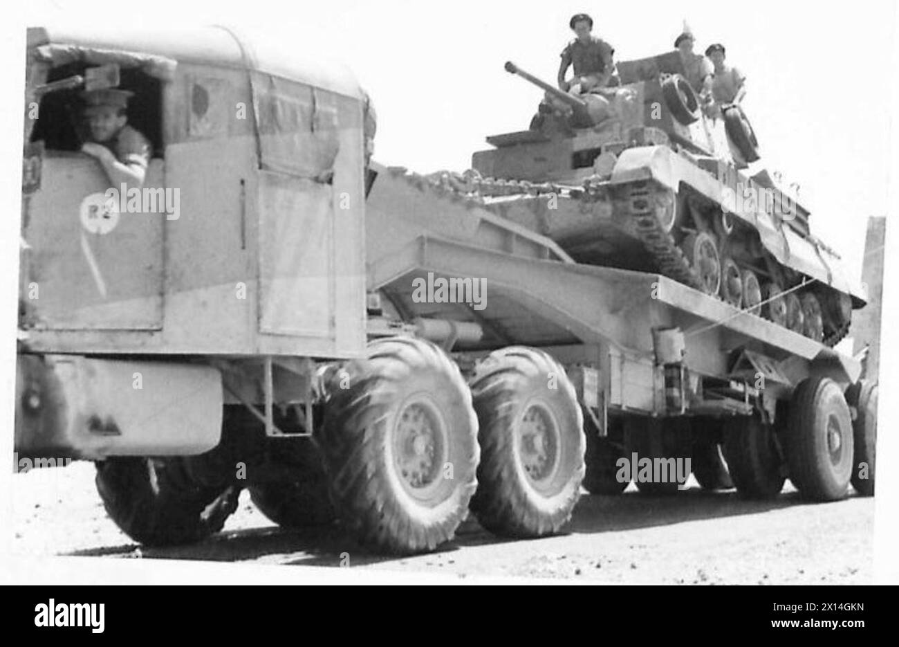 British tanks are transported on a conveyor to forward areas on the ...