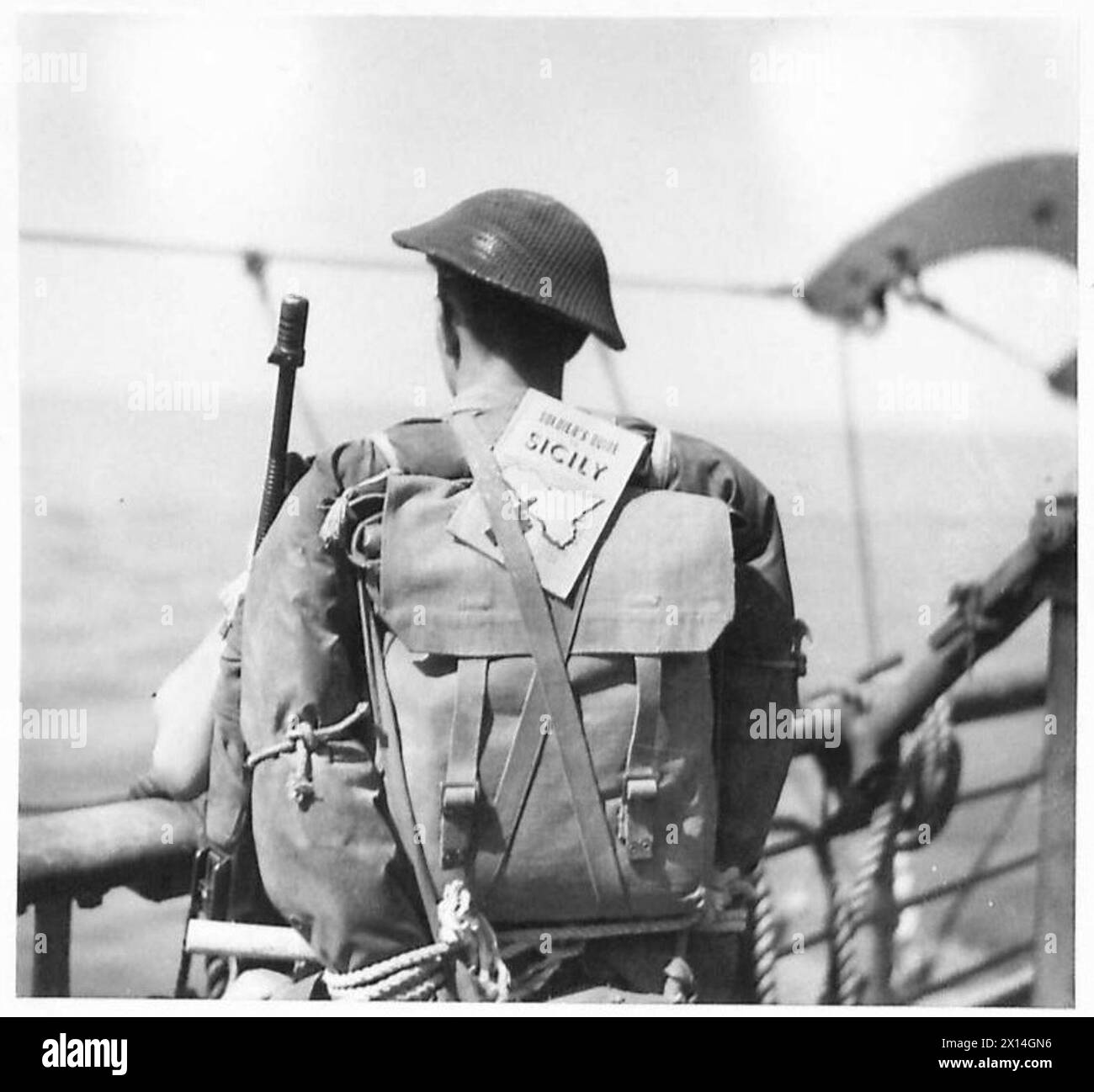 INVASION OF SICILY - "The complete invader" Soldier on board ready to ...