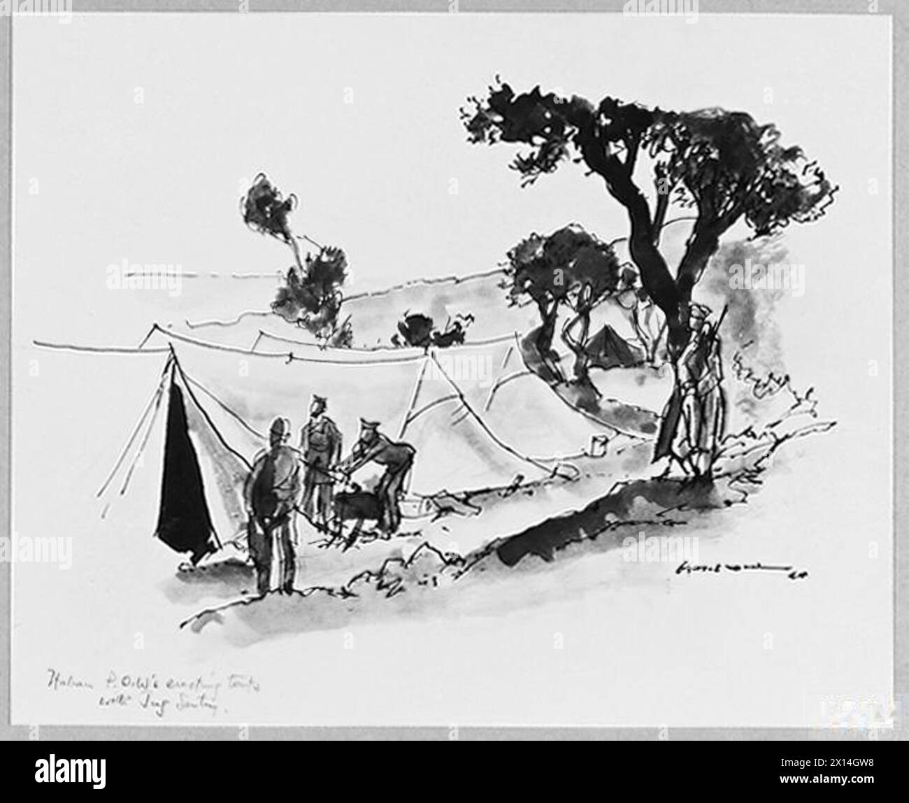 Flight Lieutenant H.W. Hailstone's drawing shows Italian prisoners of ...