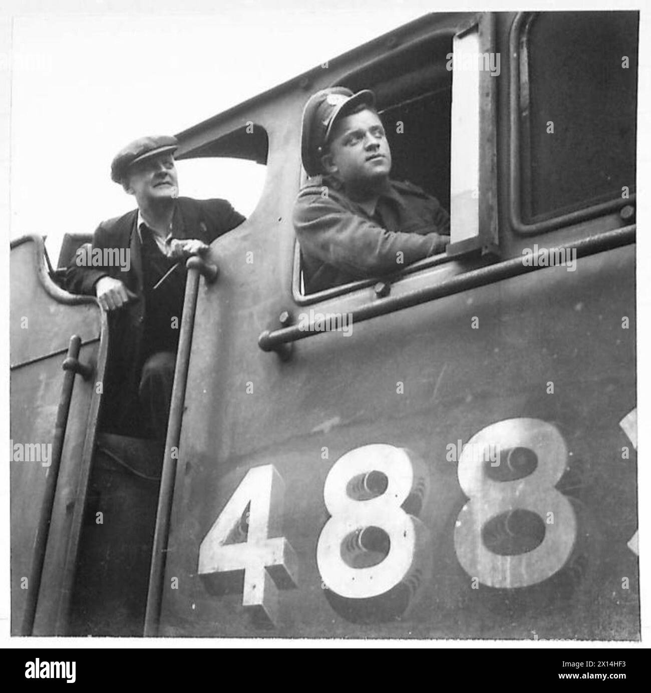 A Royal Engineers sapper in training as a railway engine driver is ...