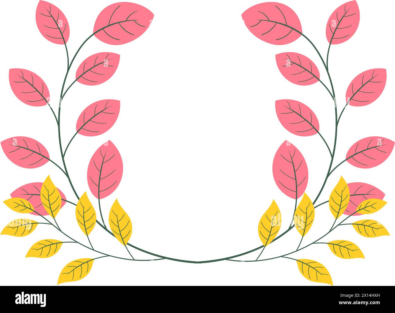 illustration of decorative border plants, plant branches with colorful ...