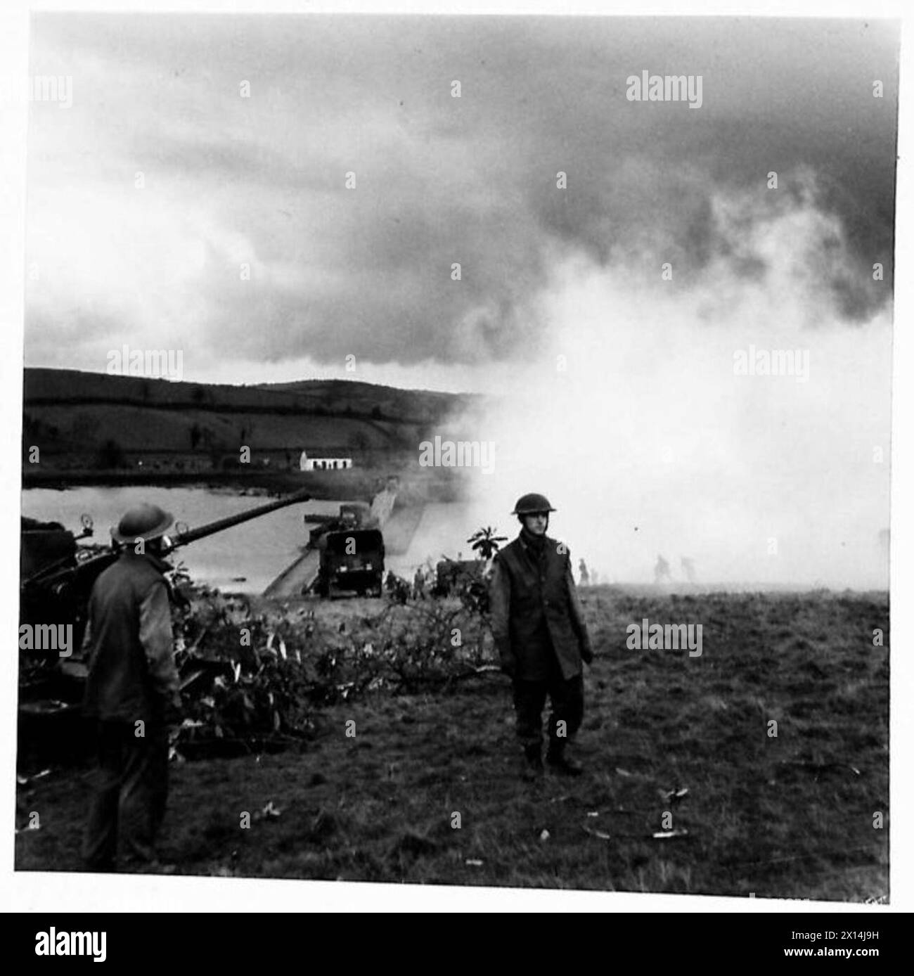 British Army personnel conduct smoke screen operations during field ...