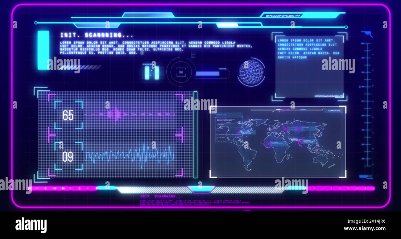 Image of data processing text over screen and world map Stock Photo - Alamy