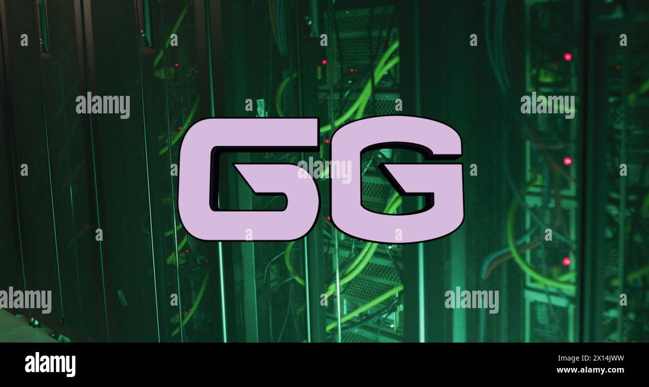 Image of 6g text banner against close up of a computer server Stock ...