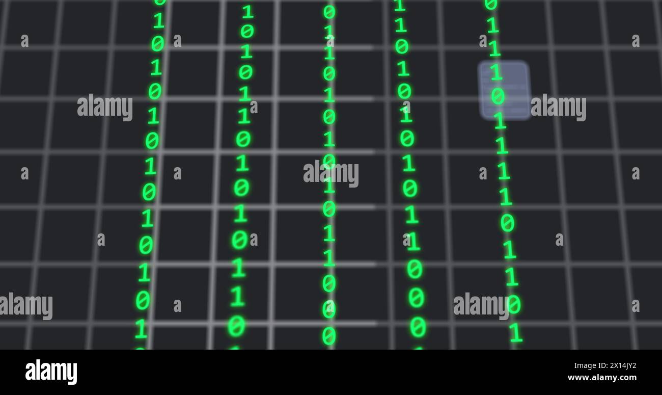 Animation digital screens over binary hi-res stock photography and images - Alamy