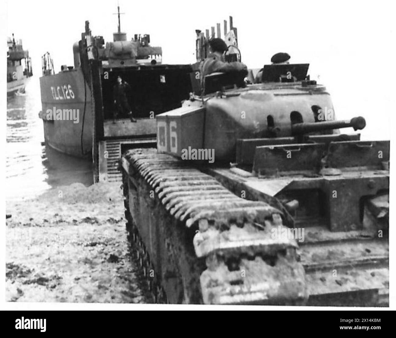 TANK LANDING CRAFT IN ACTION - Churchill tanks have been driven down to ...