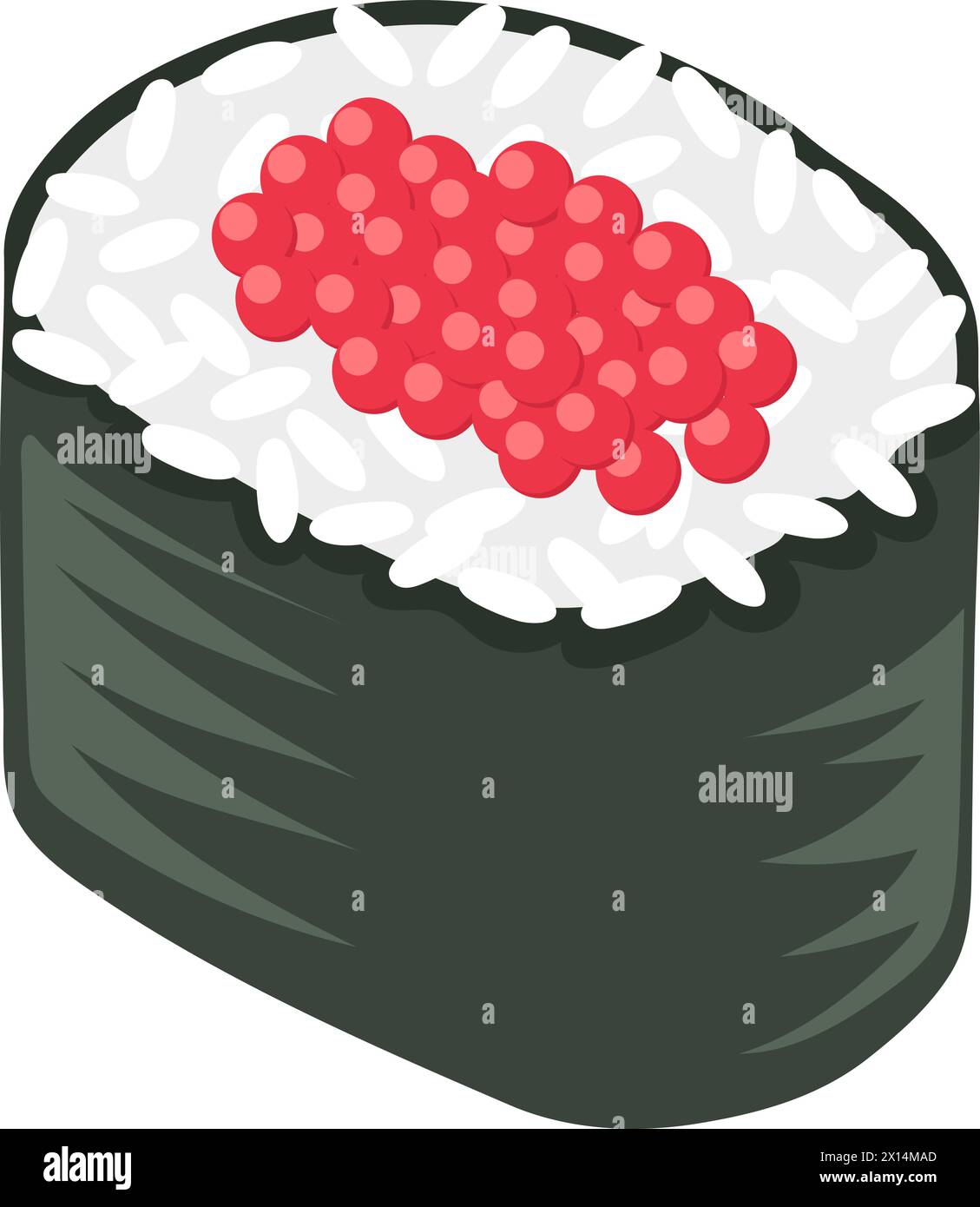 illustration of a Japanese food icon, rice ball sushi roll wrapped in ...