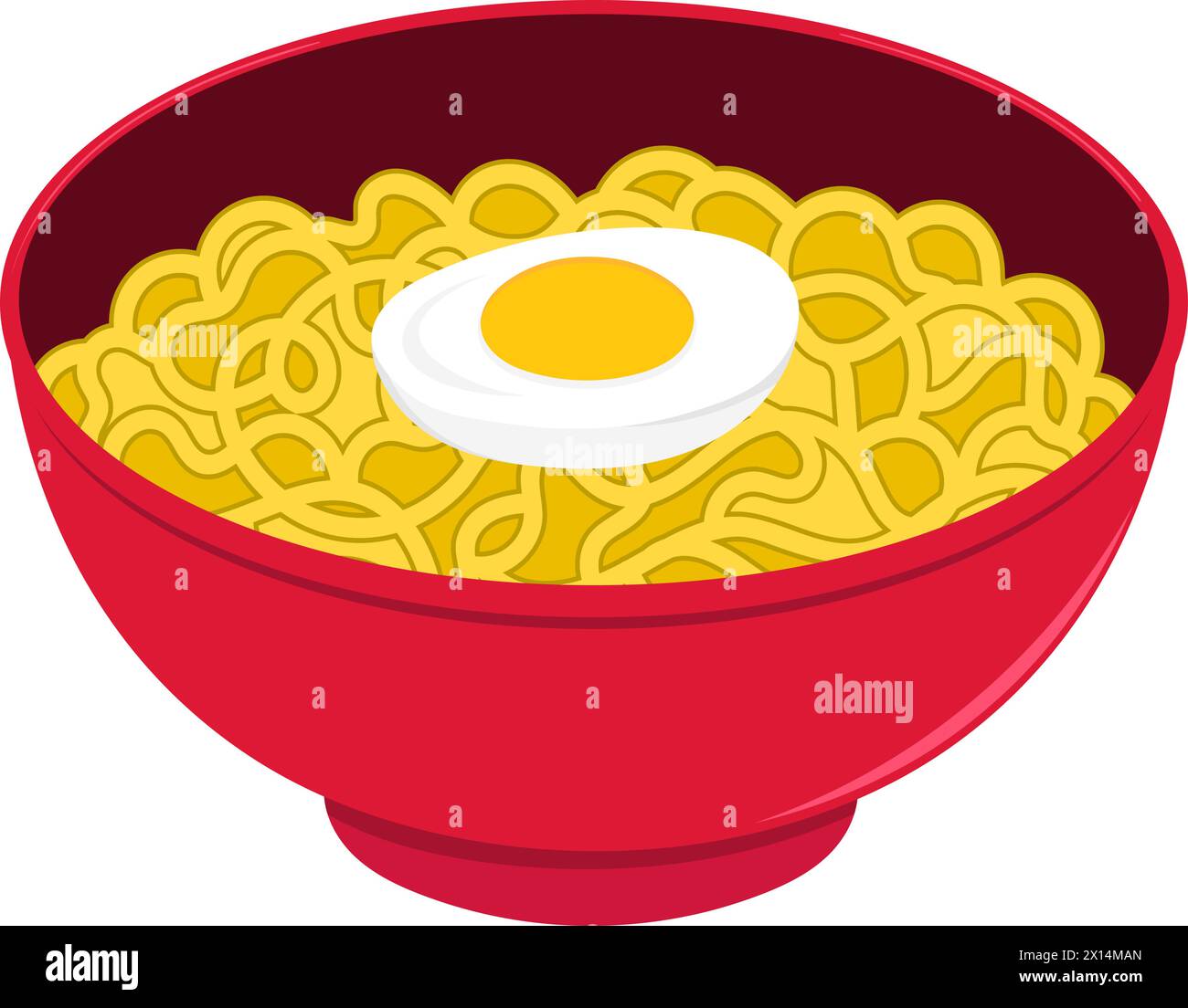 illustration of food icons, a bowl of noodles and boiled eggs. creative ...
