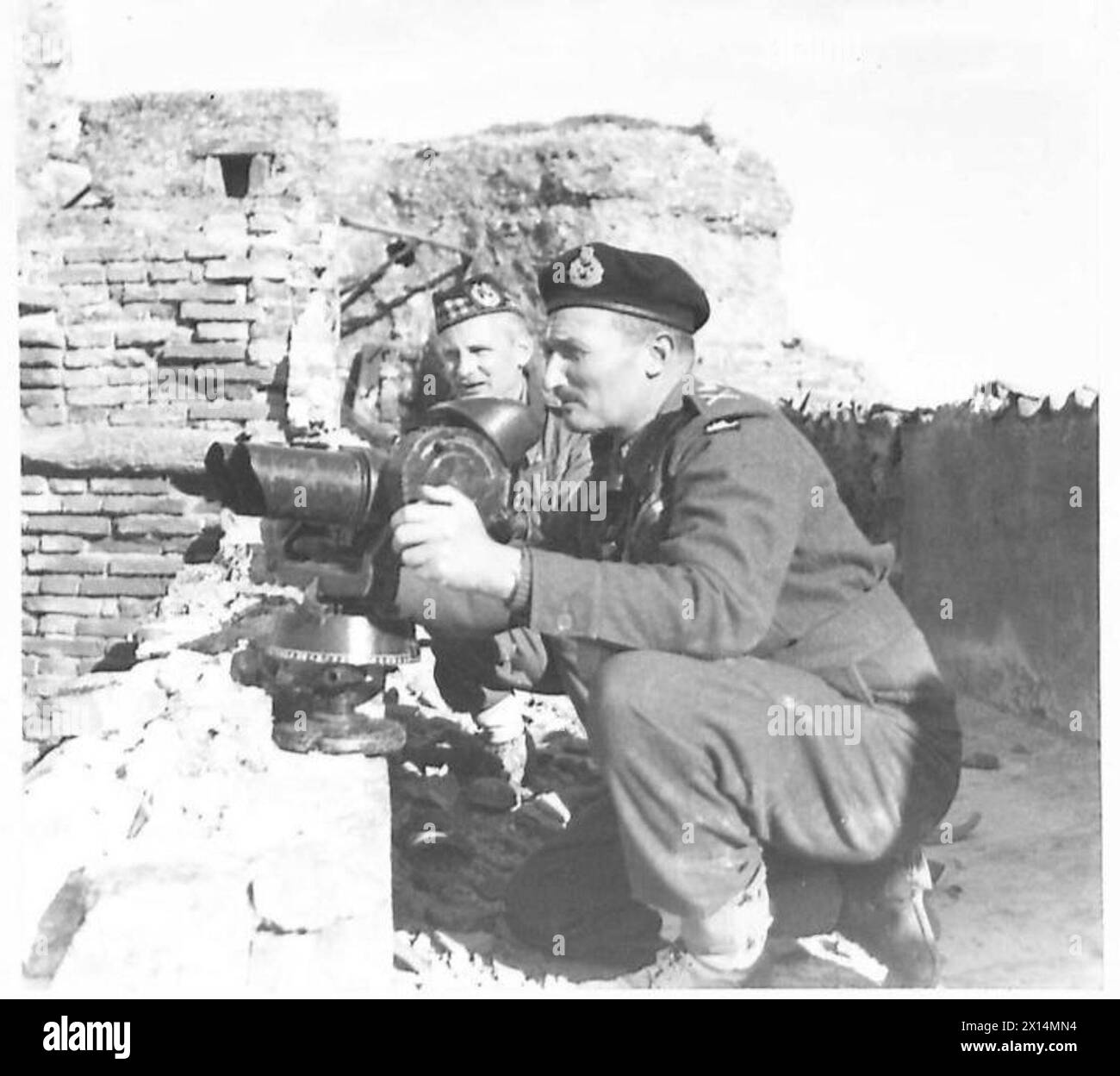 Lieut. General C.F. Keightley, 5th Corps Commander, observes enemy ...