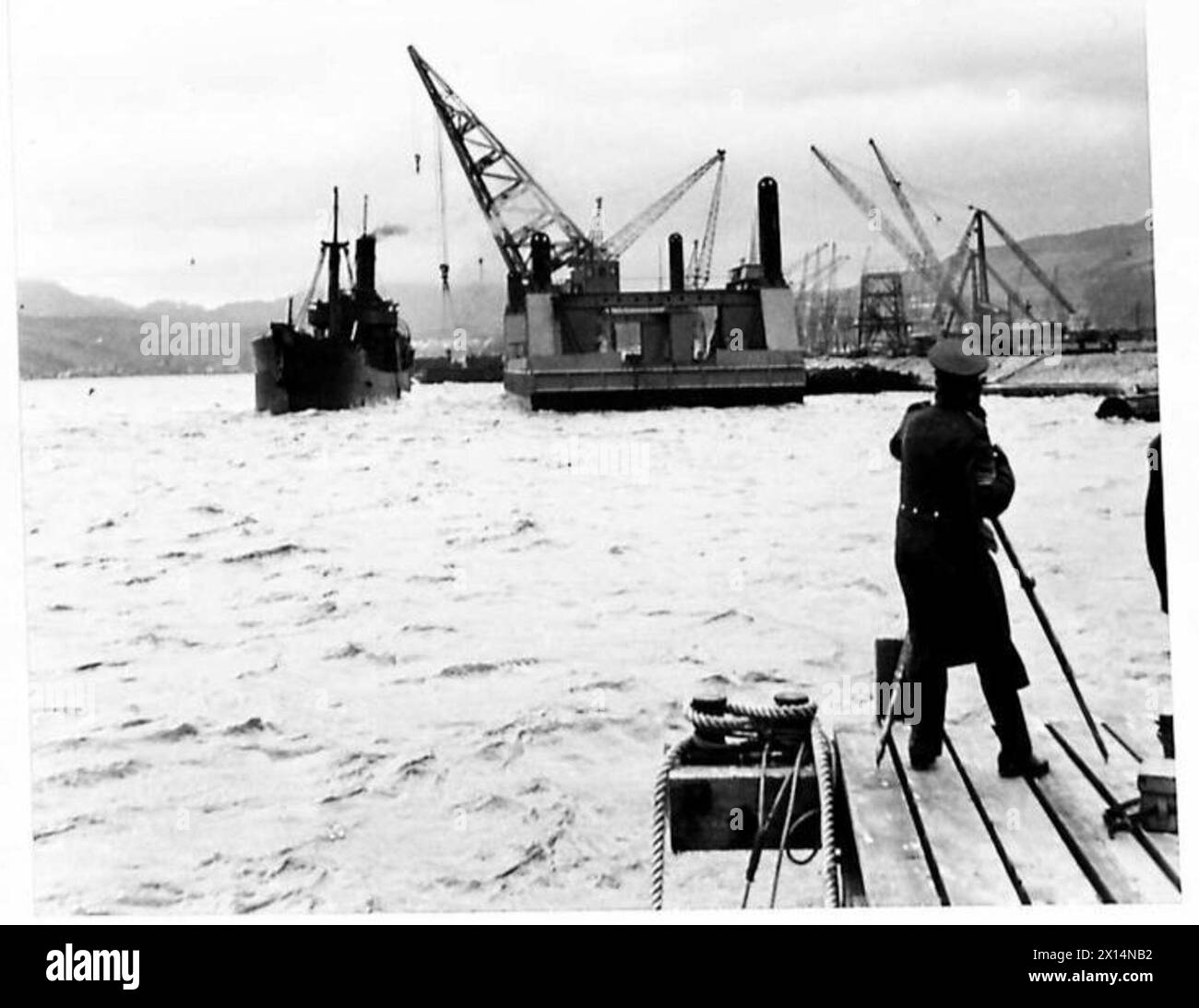 A ship approaches a Spud Pontoon for a bump test as part of a special ...