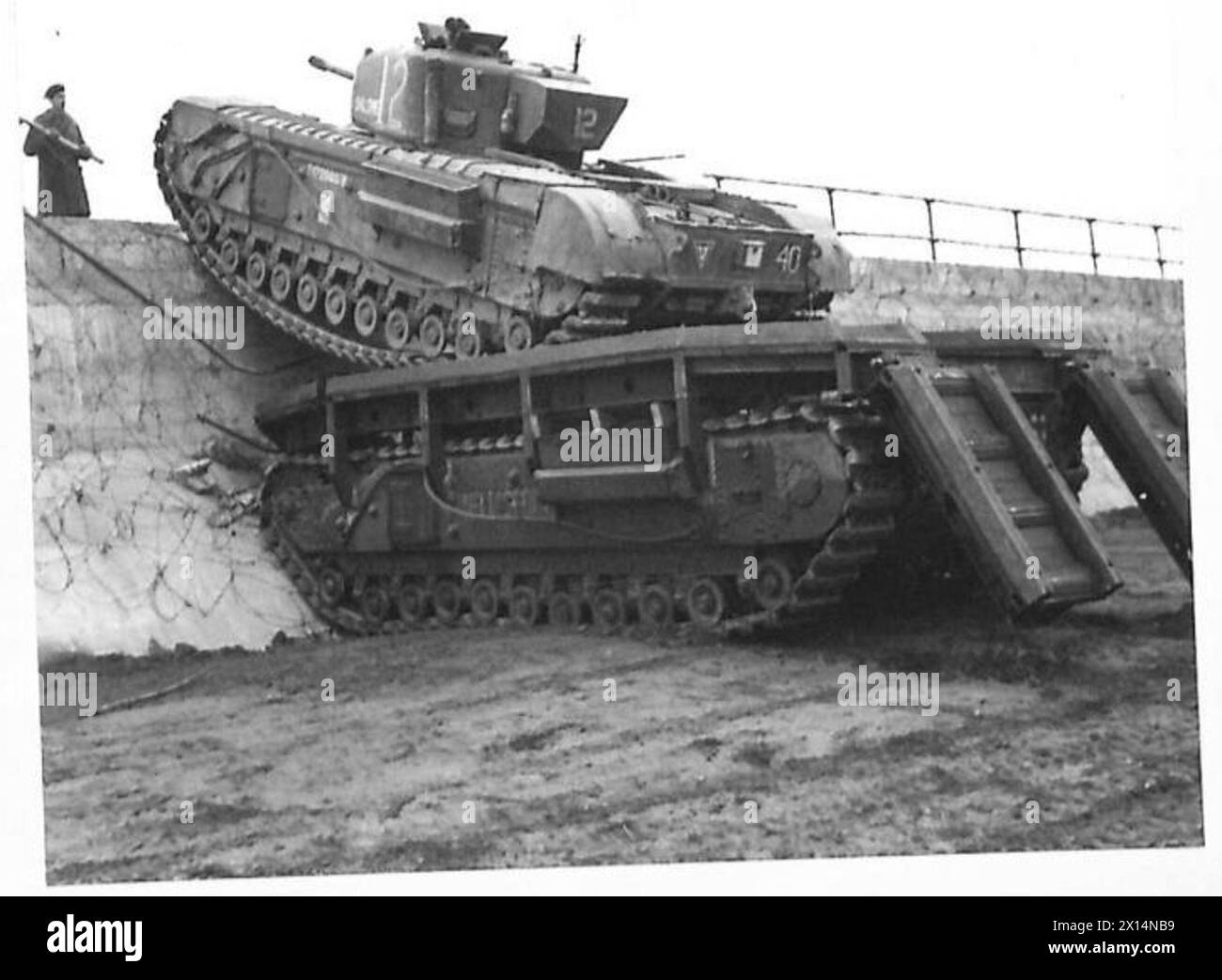 The 79th Armoured Division conducts 'Ark' trials with Churchill tanks ...