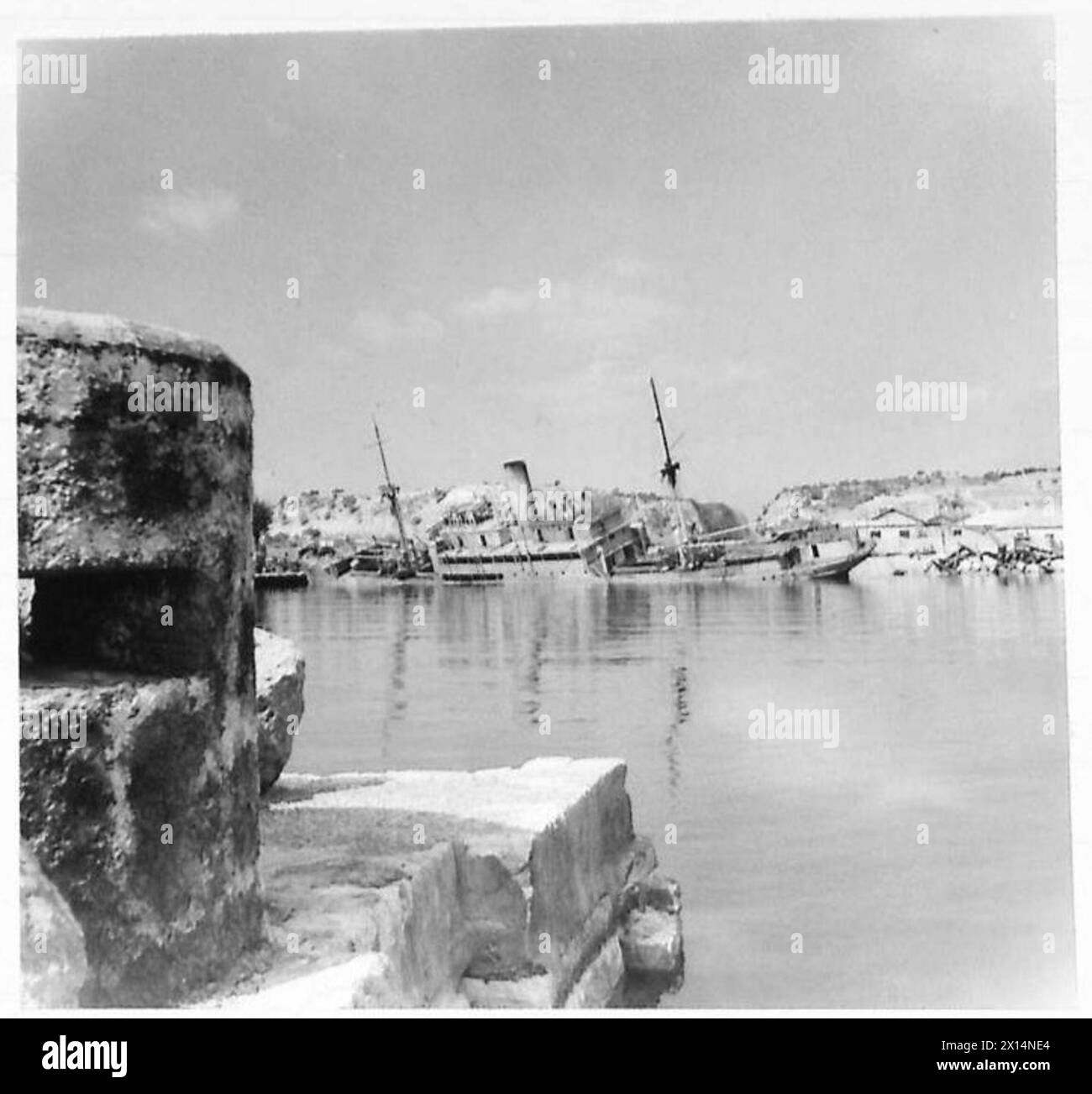 GREECE : GERMAN DEMOLITIONS ON CORNITH CANAL - A view of the merchant ...