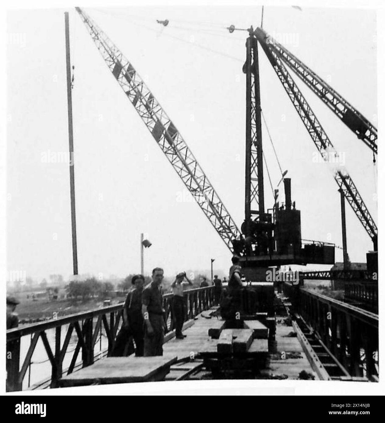 PERMANENT RHINE BRIDGES - A pile ready for driving British Army, 21st ...