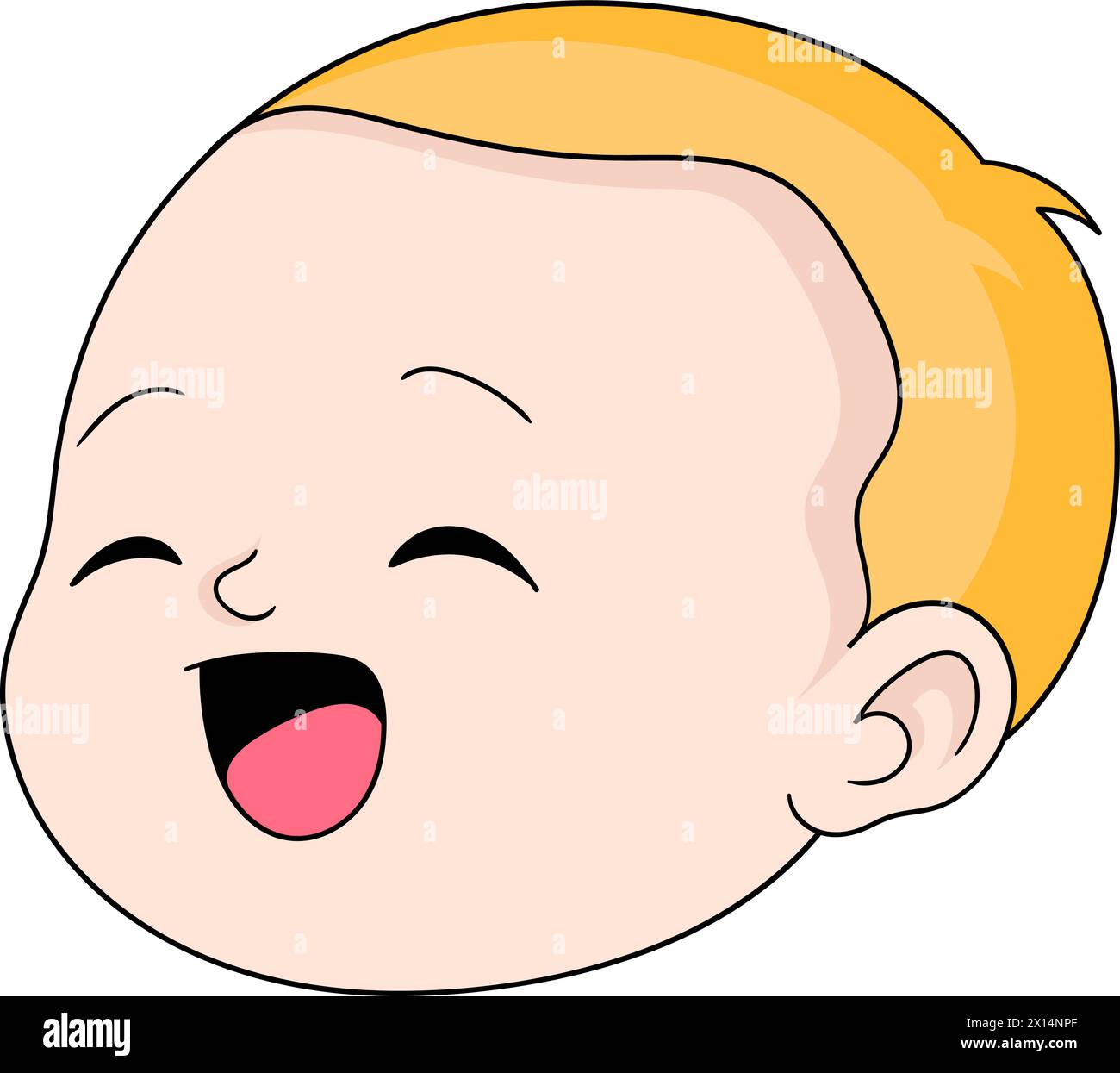 doodle cartoon illustration, baby kids head laughing happily, creative ...